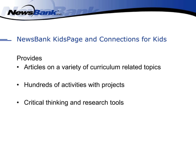 Newsbank kidspage and connections for kids | PPT