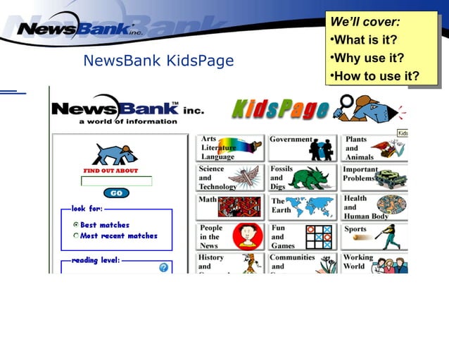 Newsbank kidspage and connections for kids | PPT