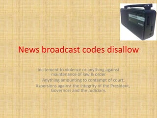 News broadcast codes | PPT