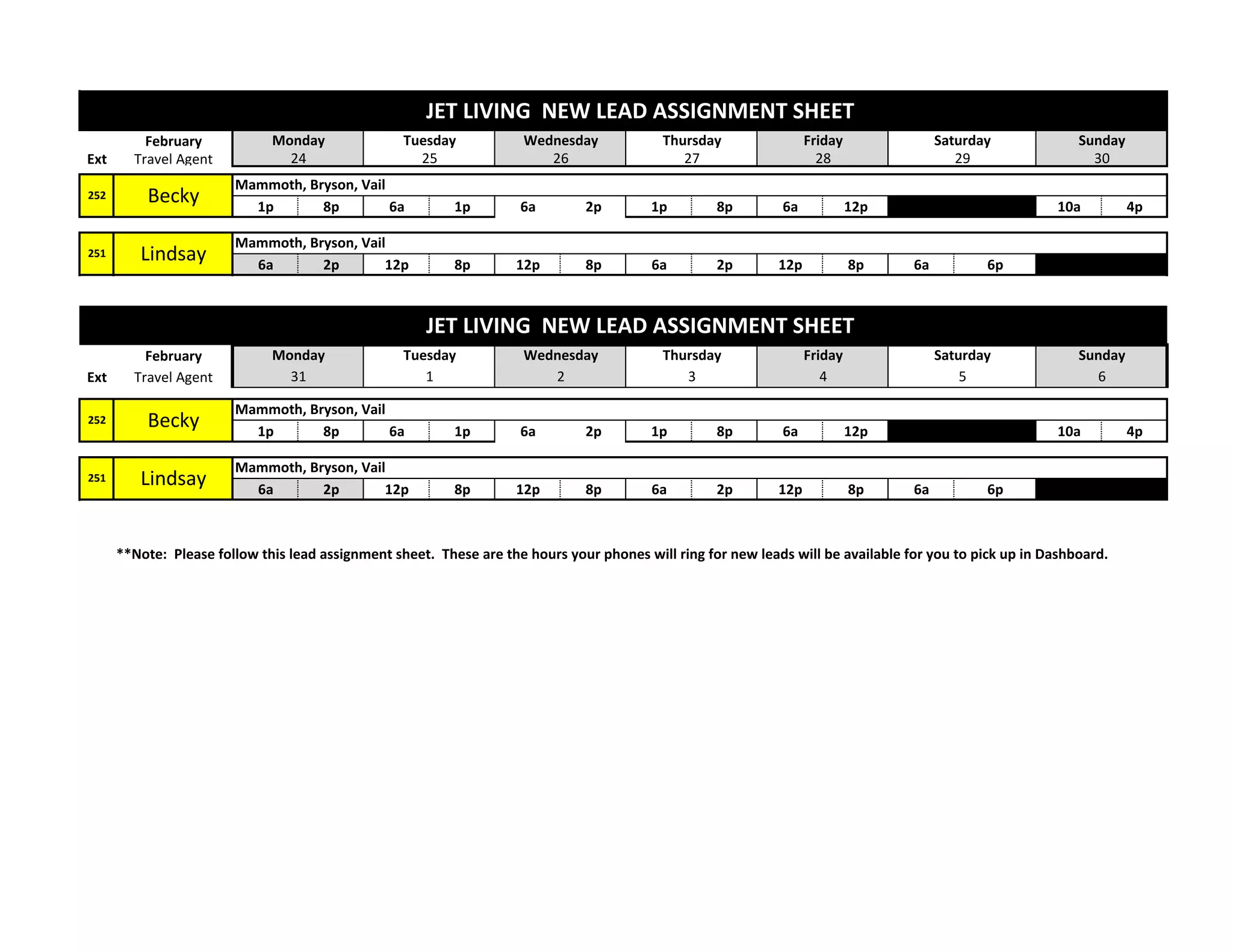 Lead Assignment Sheet | PPT