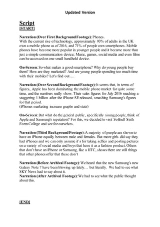 New script | DOCX | Smartphones | Consumer Electronics