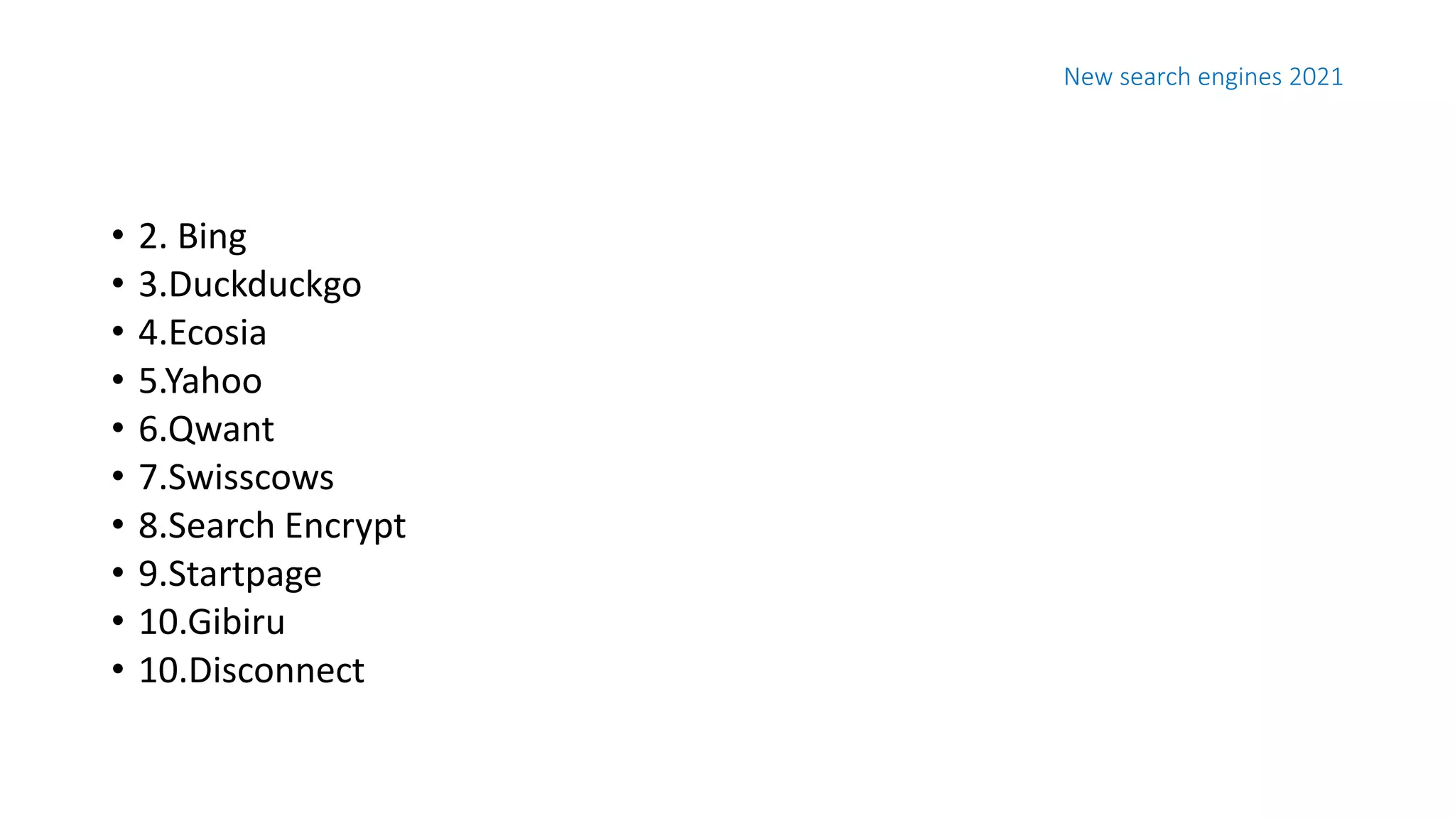 New search engines 2021 | PPT