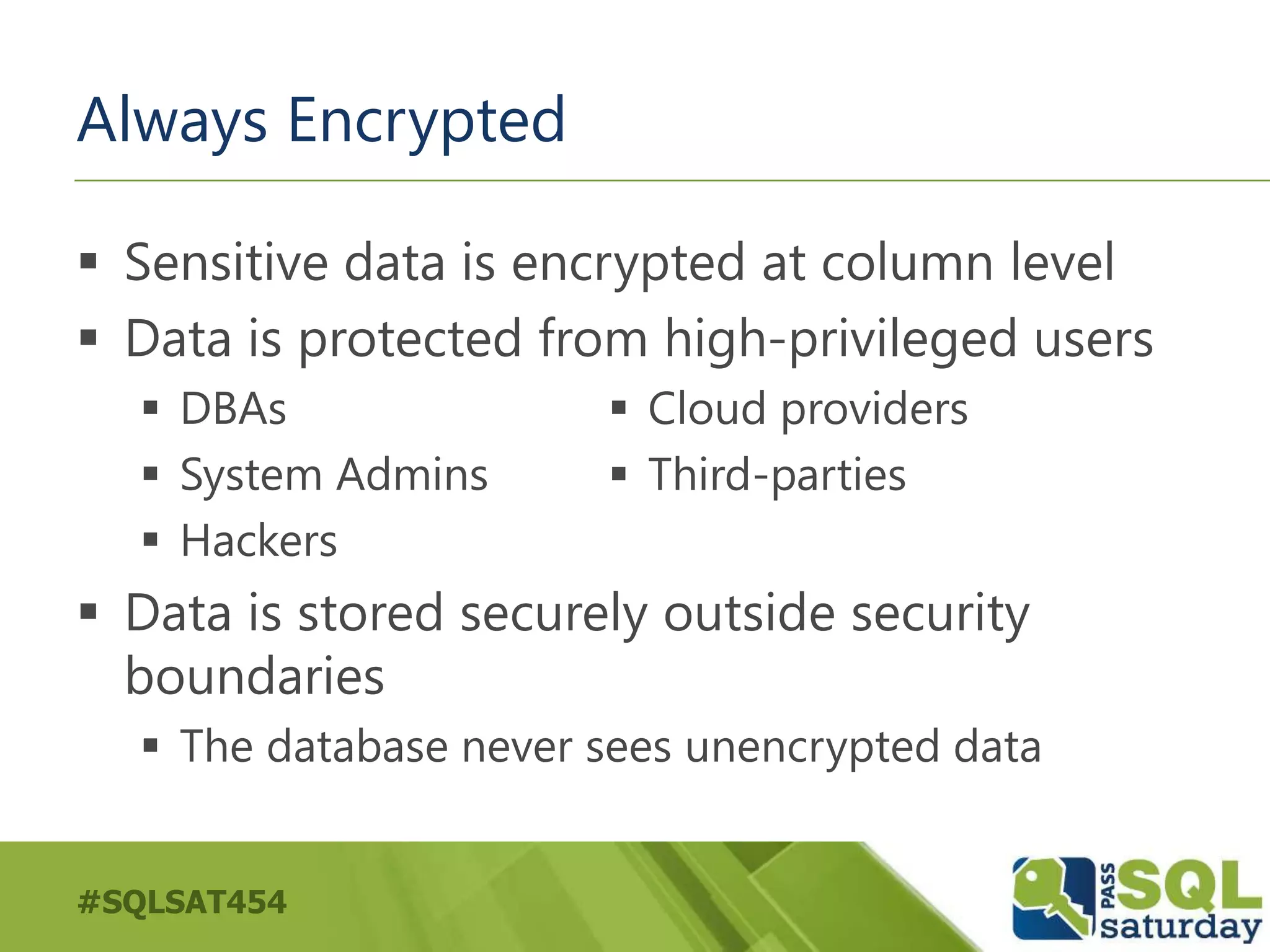 SQL Server 2016 New Security Features | PPT