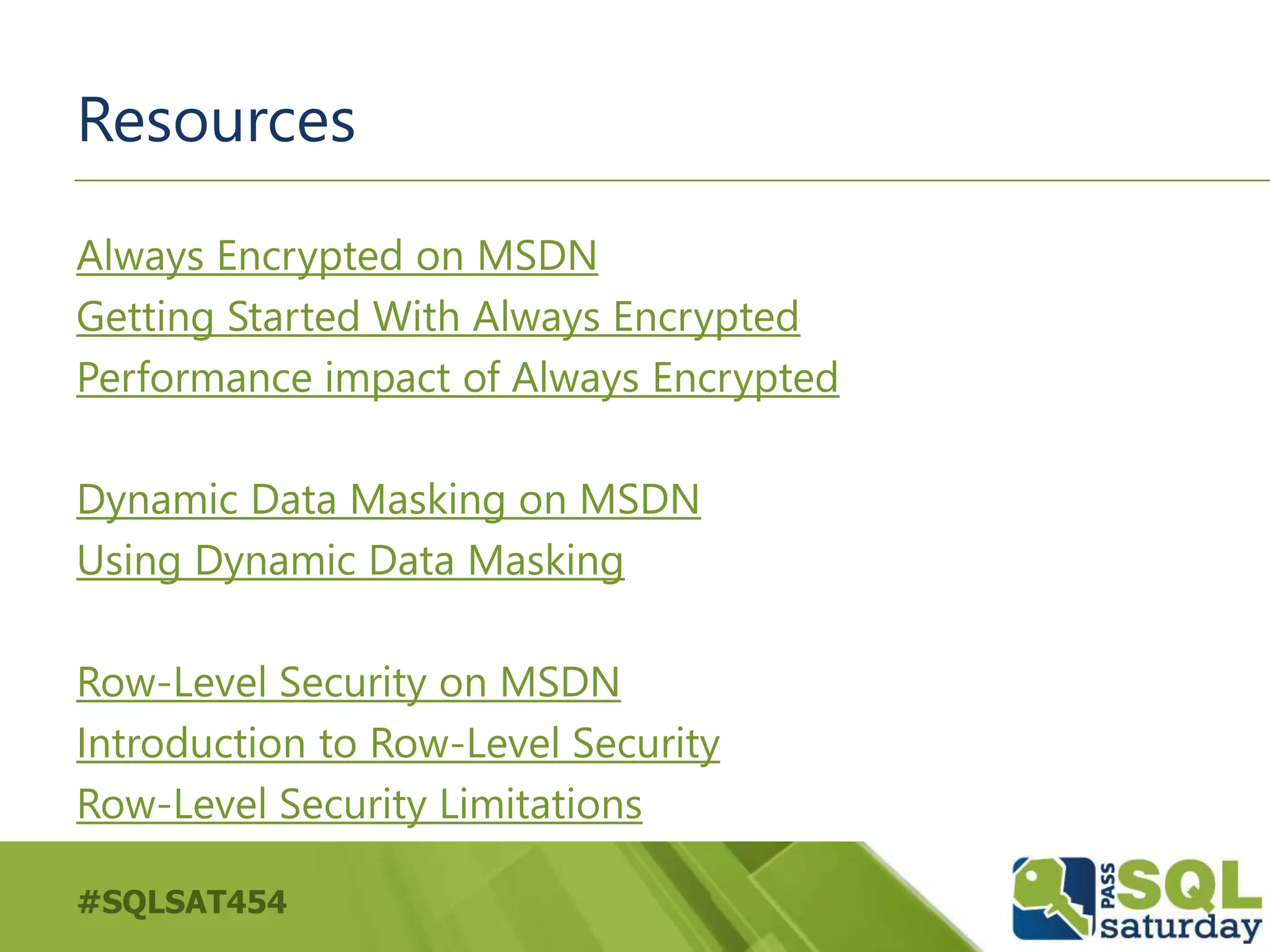 SQL Server 2016 New Security Features | PPT
