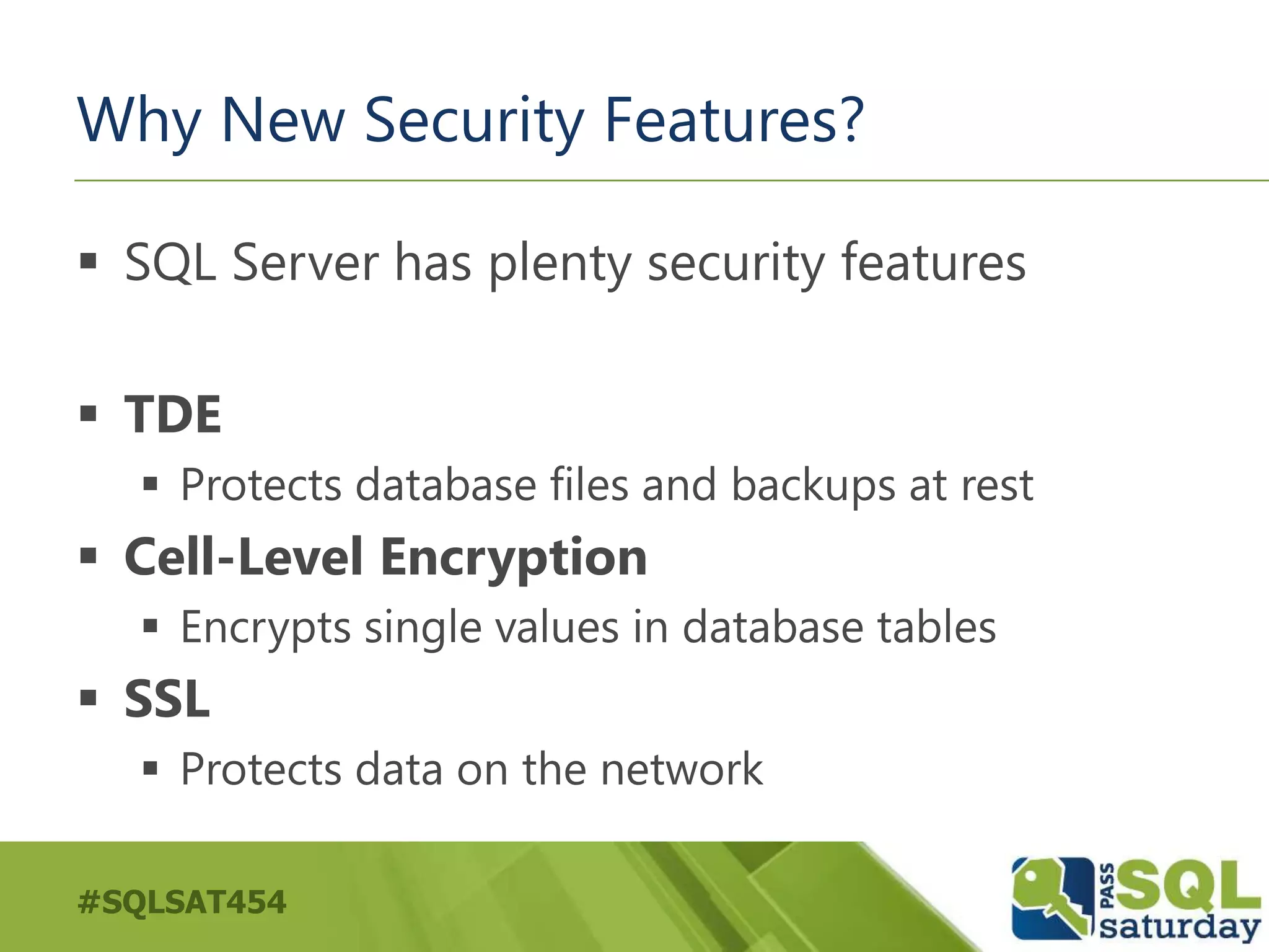 SQL Server 2016 New Security Features | PPT