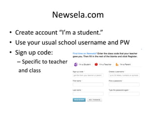 Newsela intro for classes, MMS 2013 | PPTX