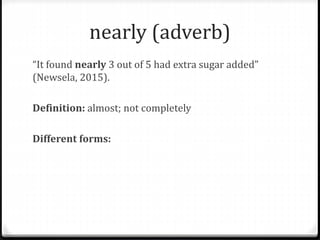Newsela Too Much Sugar Vocabulary | PPTX
