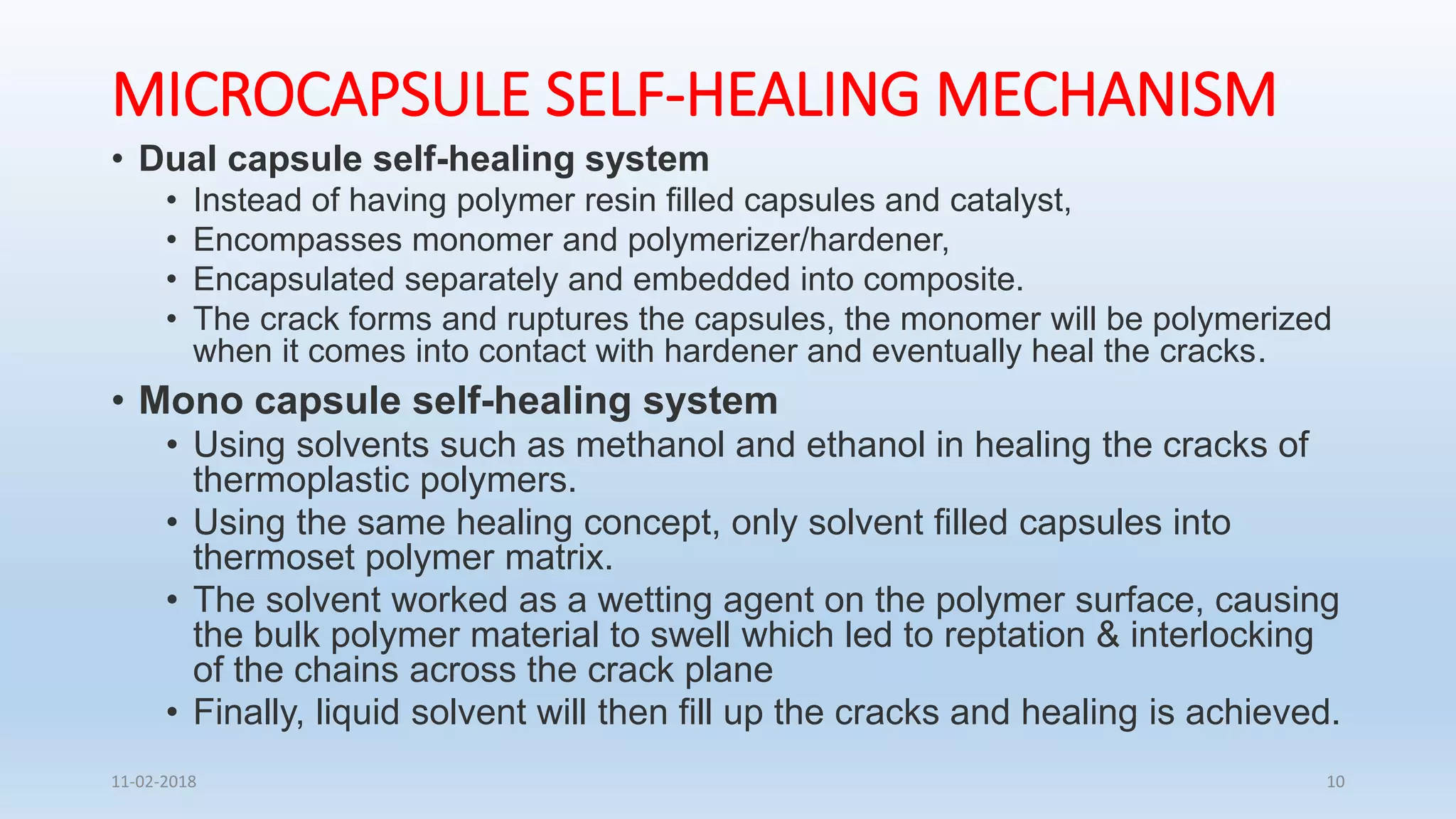 Self healing of Composite material | PPTX