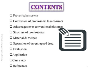 Proniosomes: A novel Drug Delivery Carrier | PPTX
