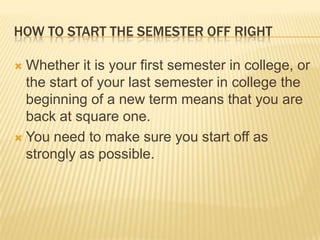 New Semester Basics | PPT