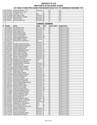 Uniuyo 2017 / 2018 basic studies predegree screening test results | PDF