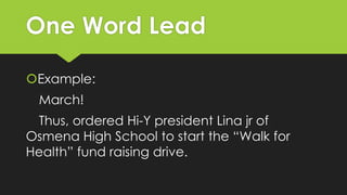 Types of News Lead | PPTX