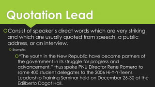 Types of News Lead | PPTX