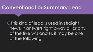 Types of News Lead | PPTX