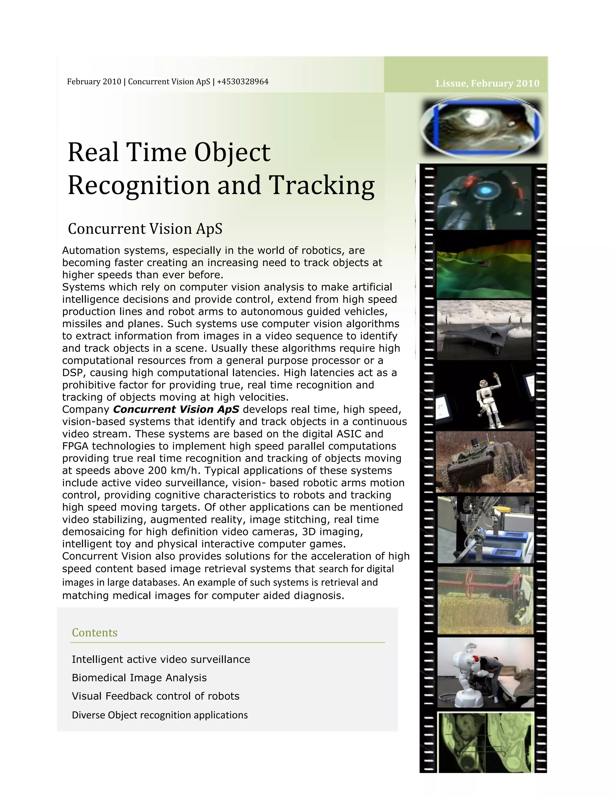 News Letter, object recognition and tracking | PDF