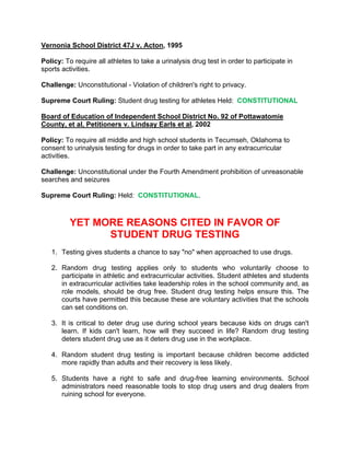 School Drug Testing Newsletter | PDF