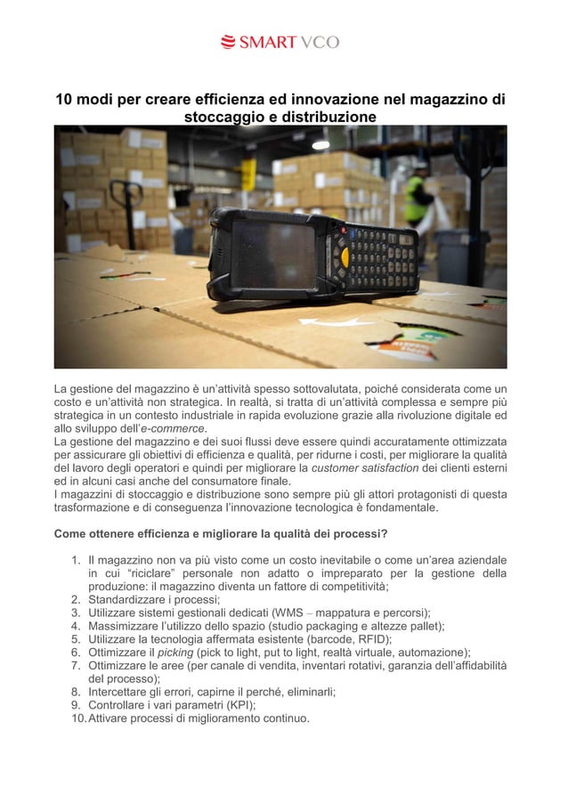 10 modi per creare efficienza ed innovazione nel magazzino | PDF