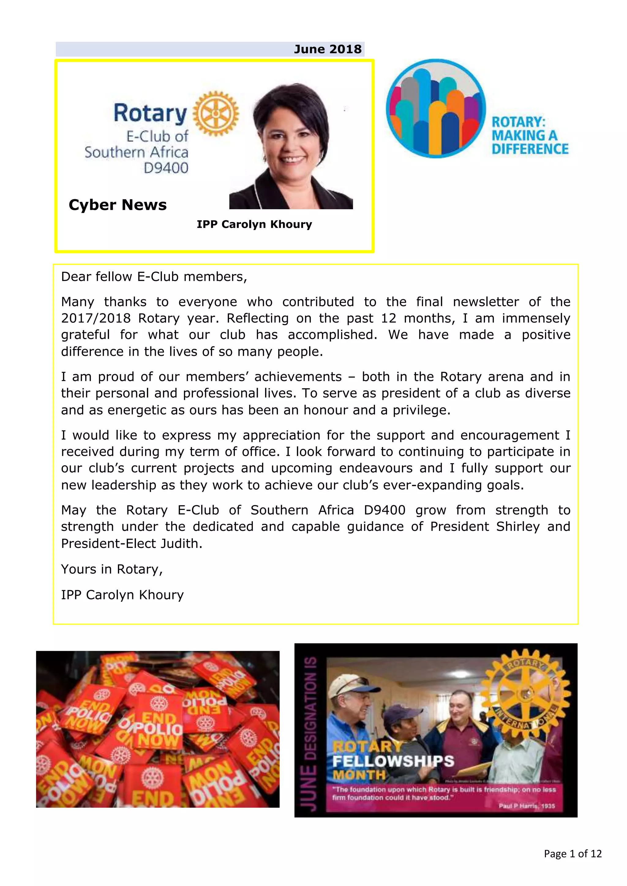 Rotary Newsletter - June 2018 | PDF