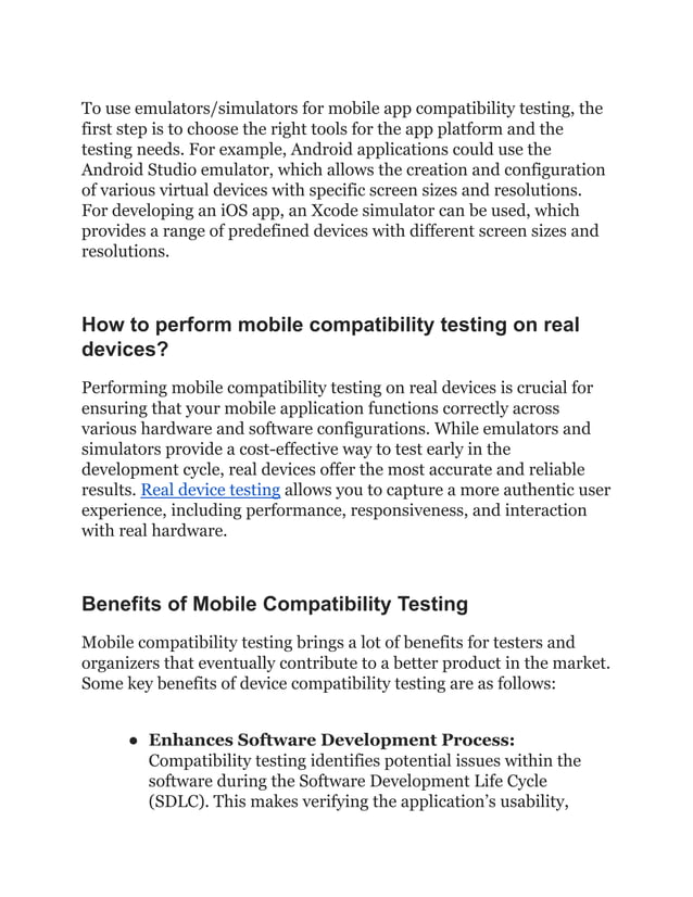 Mobile Compatibility Testing: A Comprehensive Guide | PDF Mobile Compatibility Testing: A Comprehensive Guide | PDF