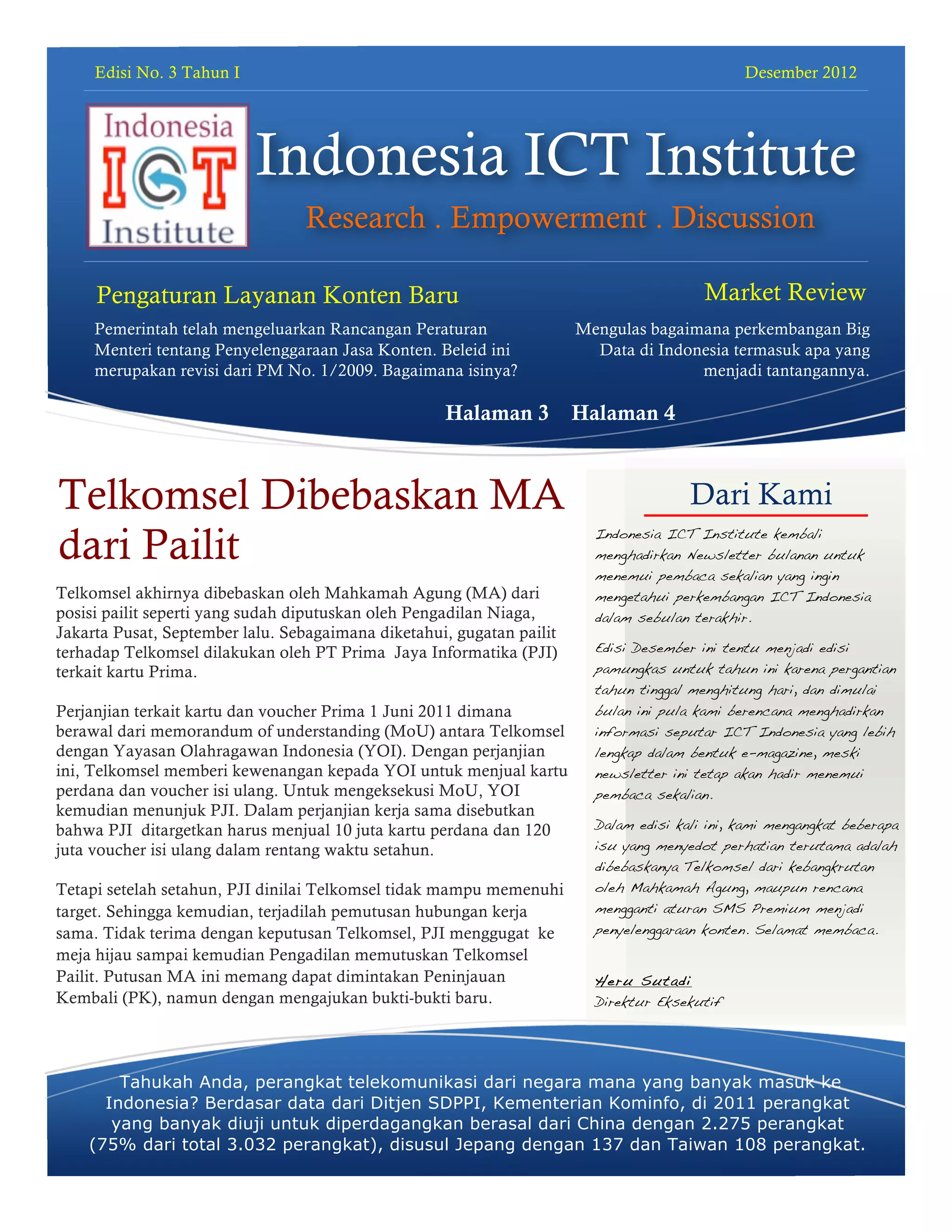 Indonesia ICT Institute Newsletter - Edisi Dsember | PDF