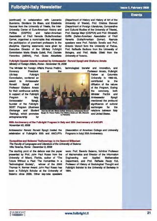 Fulbright Commission Italy Newsletter :: Issue 2 | PDF