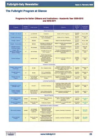 Fulbright Commission Italy Newsletter :: Issue 2 | PDF