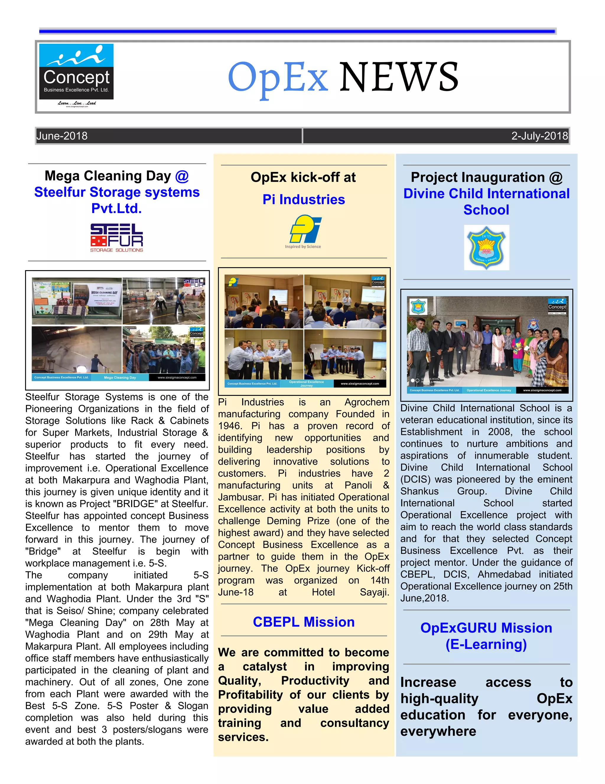 Newsletter of the Month of June 2018 | Operational Excellence | PDF