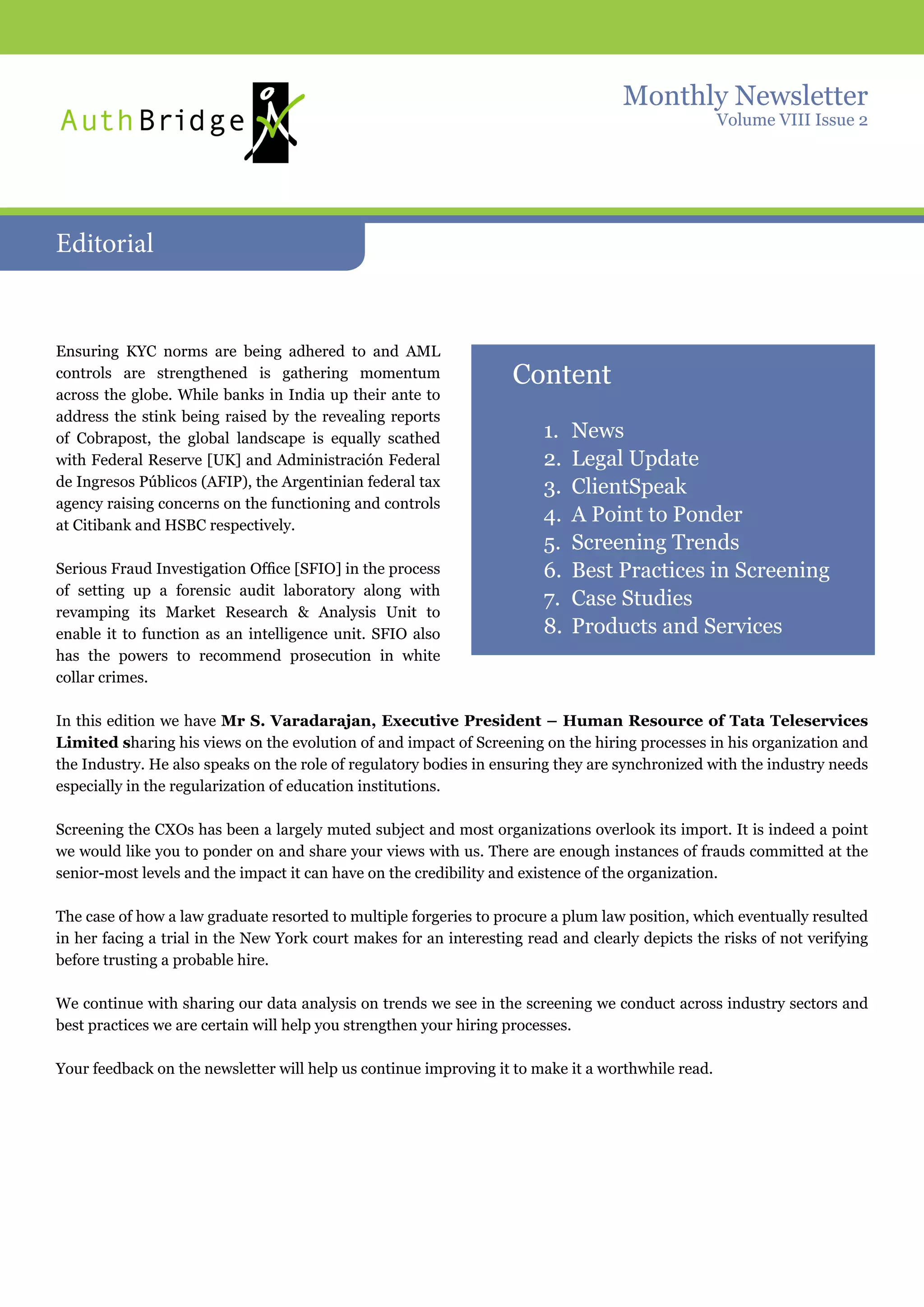 AuthBridge Newsletter Issue 2- Subject Your CXO's to Thorough ...