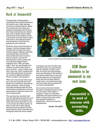 Summerhill Community Ministries Newsletter May07 | PDF