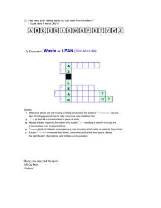 LEAN Quiz | PDF