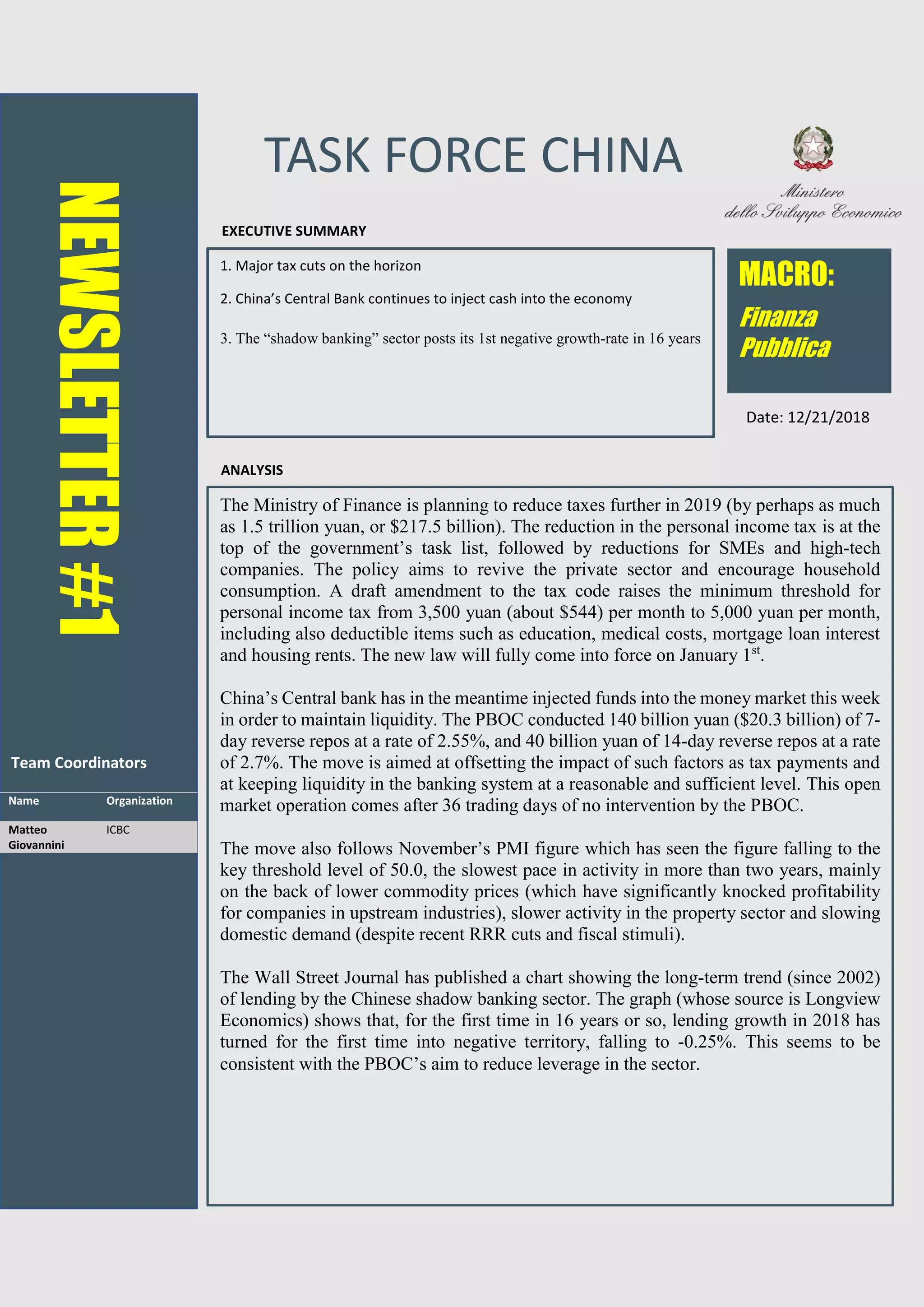 Newsletter task force China #1 | PDF