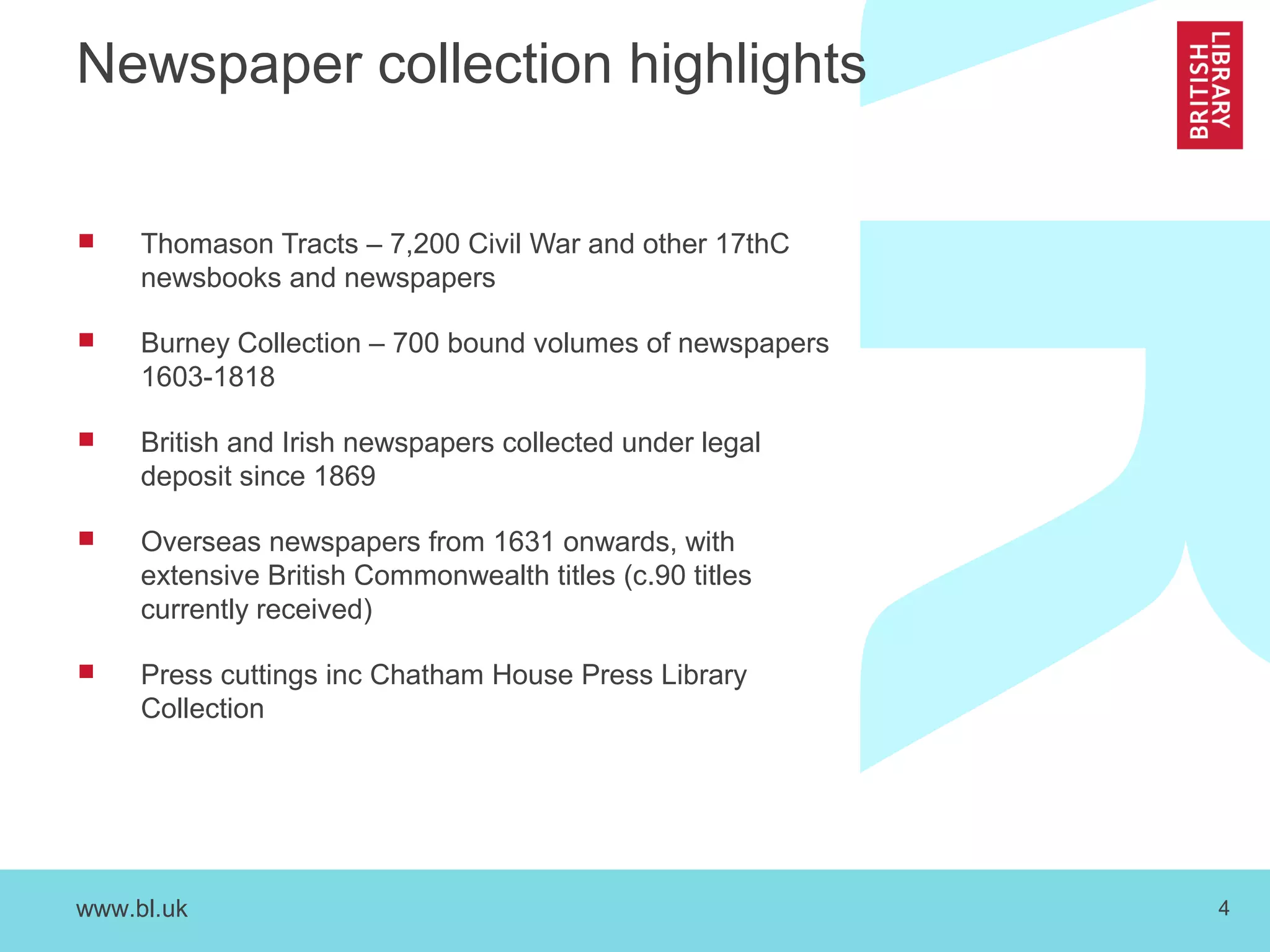 News media at the British Library | PPT
