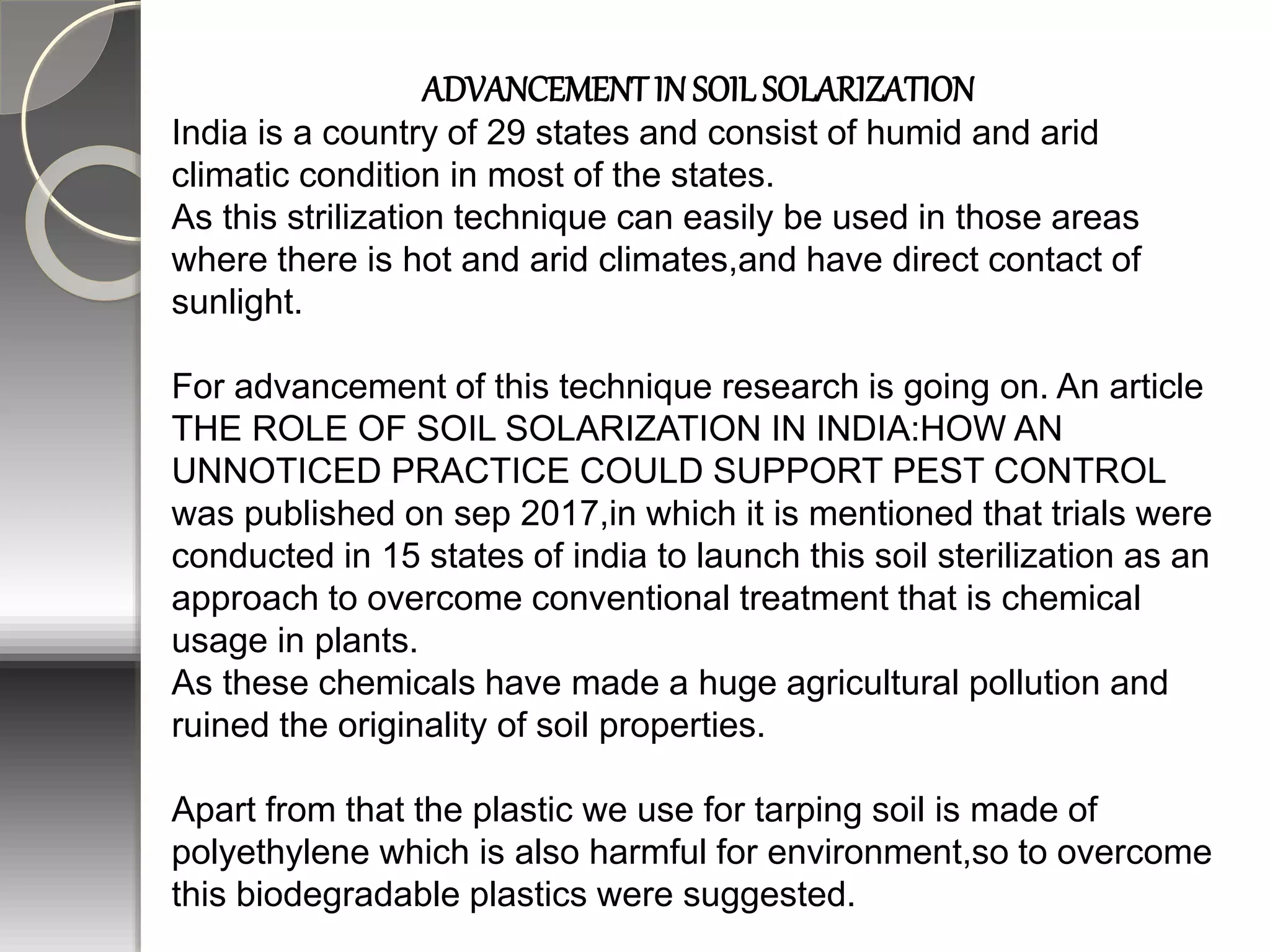Soil sterilization,soil solarization | PPTX