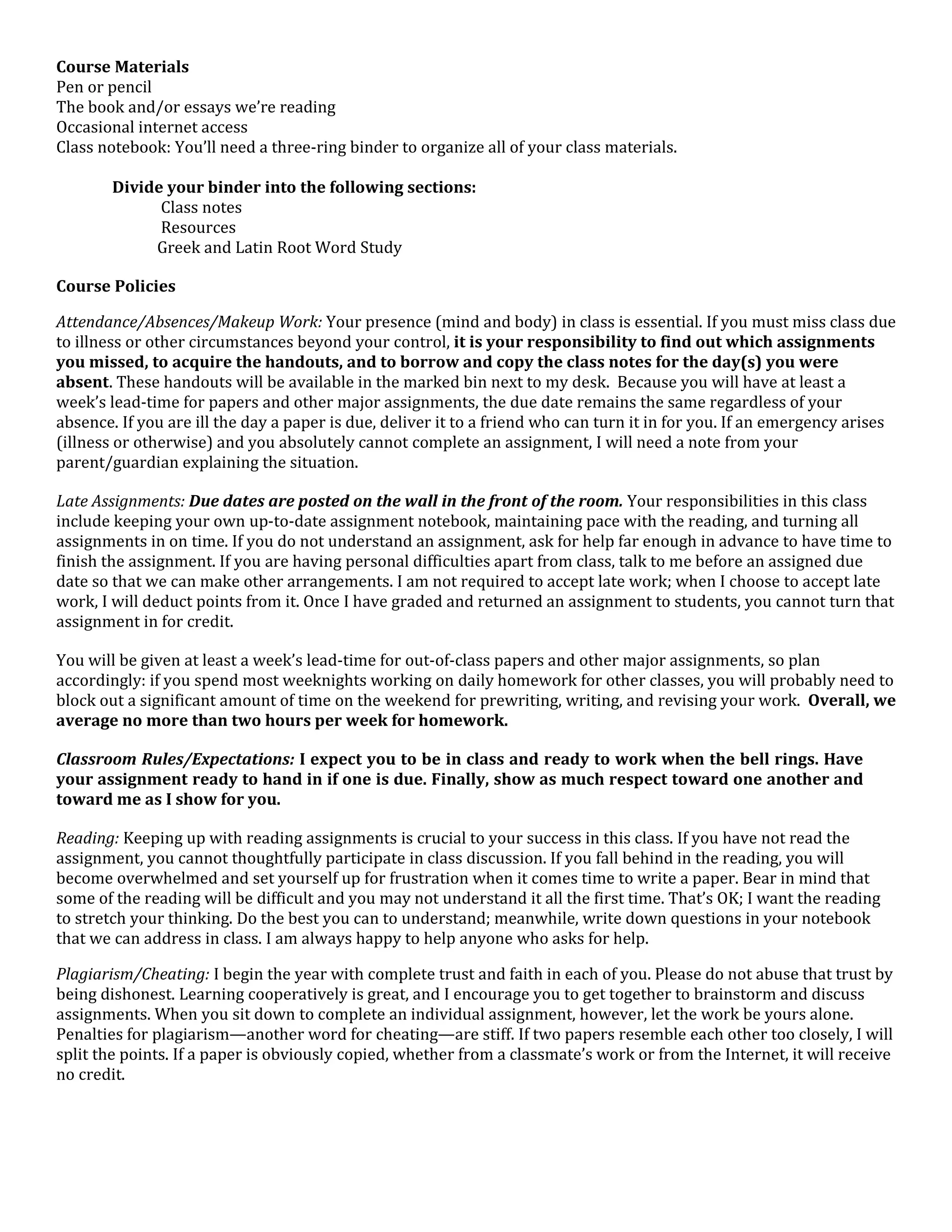 English II Syllabus | DOC