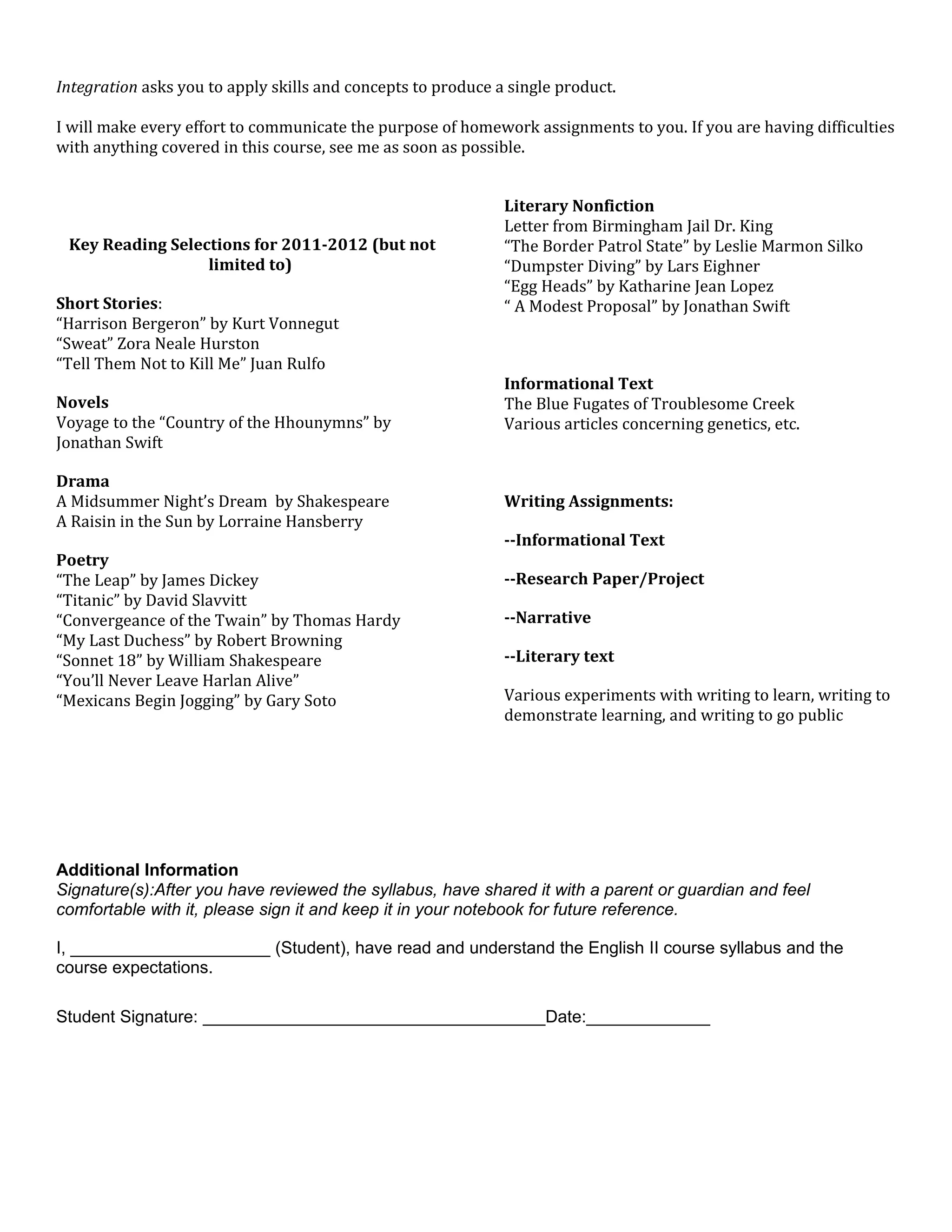 English II Syllabus | DOC