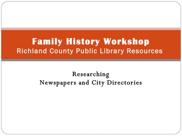 Family History Workshop | PPT