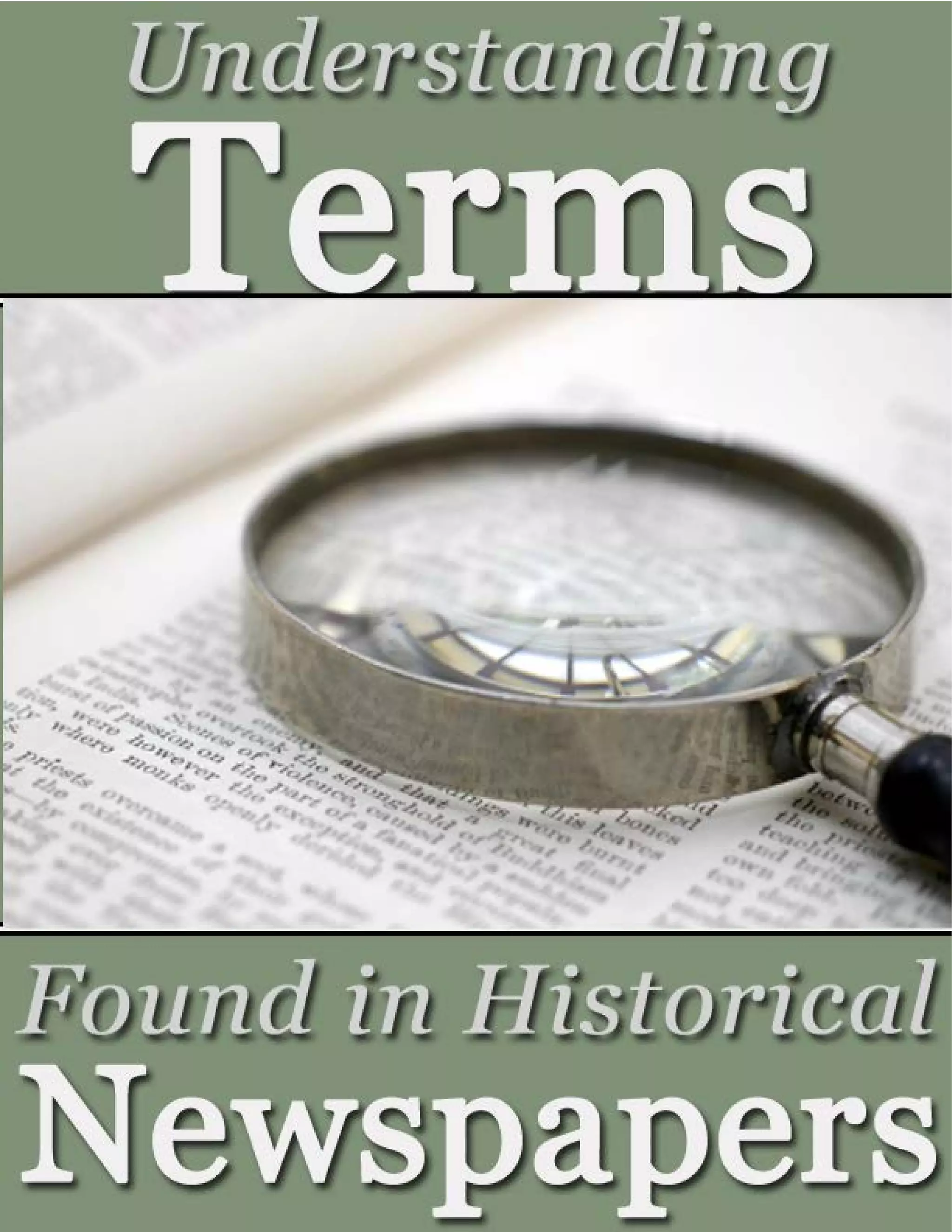 Understanding Newspaper Terminology in Historical Newspapers | PDF