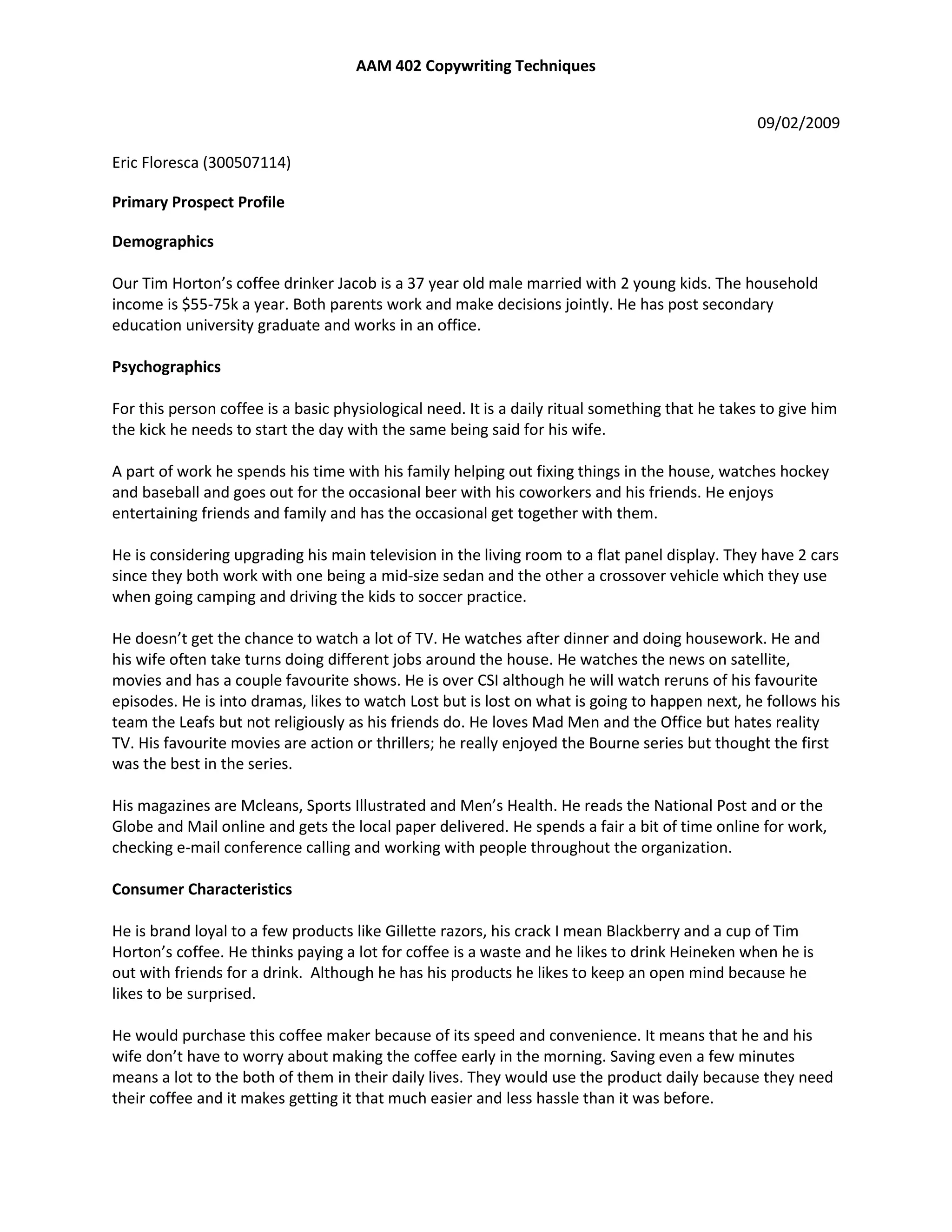 Tim Horton's Newspaper Ad | DOCX