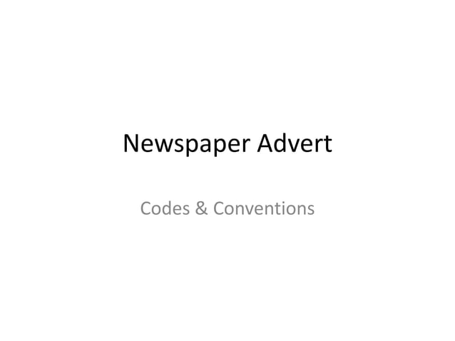 Poster Ad - Codes & Conventions | PPT