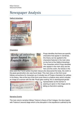 Newspaper Analysis Salford Advertiser | PDF