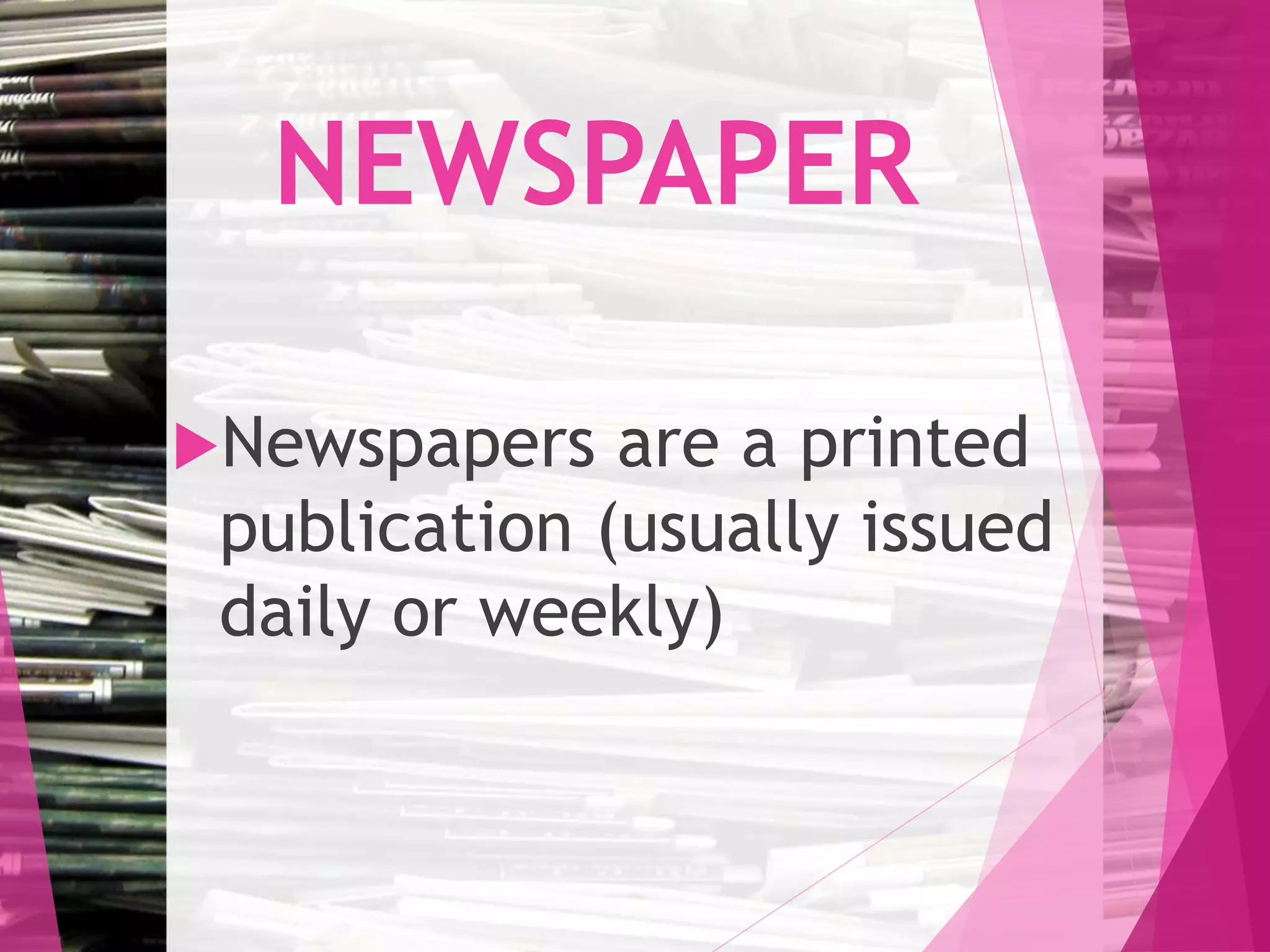 Newspaper and its' parts | PPSX