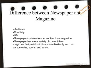 Newspaper and magazines | PPTX