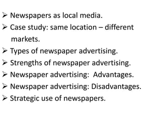Newspaper as an advertising media | PPTX
