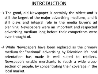 Newspaper as an advertising media | PPTX