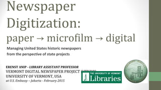 Newspaper Digitization: Paper - Microfilm - Digital | PPT