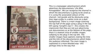 Newspaper double page spreads advertising documentaries | PPT