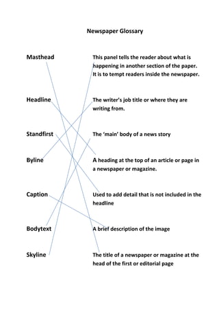 Newspaper glossary | DOCX