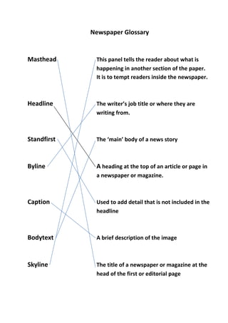 Newspaper glossary | DOCX