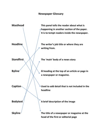 Newspaper glossary | DOCX