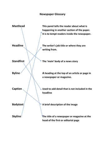 Newspaper glossary | DOCX